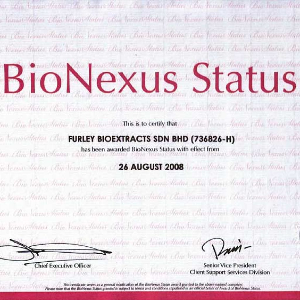 Certifications & Awards - Furley Bioextracts